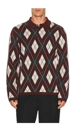 Simkhai Callum Cashmere Argyle Polo In Multi