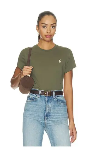 Polo Ralph Lauren Jersey Short Sleeve Crew Neck T-shirt In Olive - Dense Olive