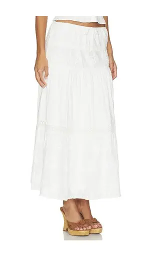 Astr The Label Tiered Embroidered Maxi Skirt