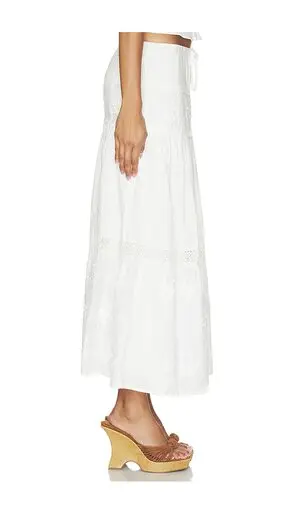 Astr The Label Tiered Embroidered Maxi Skirt