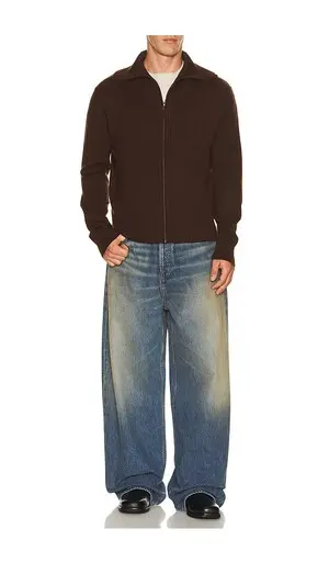 ENTIRE STUDIOS Knit Zip Up Jacket In Brown