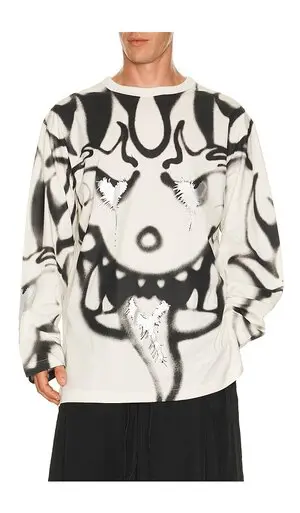 Y3 Aop Gfx Long Sleeve In White - Cloud White