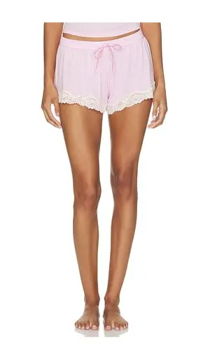 FLEUR DU MAL Butter Rib Flutter Shorts In Pink - Bubblegum