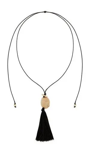 8 Other Reasons Statement Necklace With Shell Pendant And Tassel Accent - Black