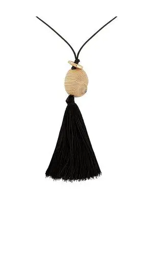 8 Other Reasons Statement Necklace With Shell Pendant And Tassel Accent - Black