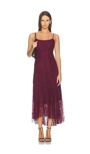 Steve Madden Spaghetti Strap Lace Trim Midi Dress - Fig