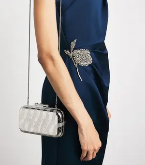 OKHTEIN Chrome And Swarovski Sahra Clutch Bag