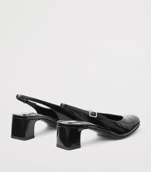 JIMMY CHOO Eyla 45 Leather Slingback Pumps