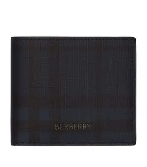 Burberry City Check Bifold Coin Wallet - Navy