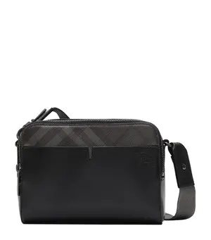 Burberry Leather Check Pop Cross-body Bag - Black