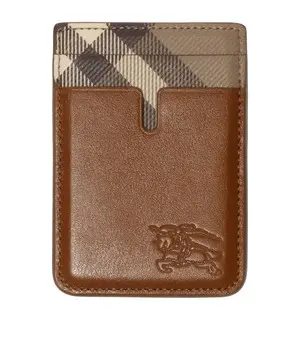 Burberry Pop Check Magnetic Card Holder - Brown
