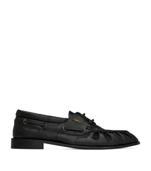Saint Laurent Leather Bateau Le Loafers - Black