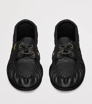 Saint Laurent Leather Bateau Le Loafers - Black