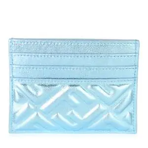 Fendi Metallic Nappa Ff Card Case - Blue