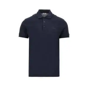 Burberry Cotton Piquet Polo Hirt With Ekd Embroidery - Blue