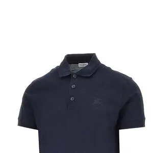 Burberry Cotton Piquet Polo Hirt With Ekd Embroidery - Blue