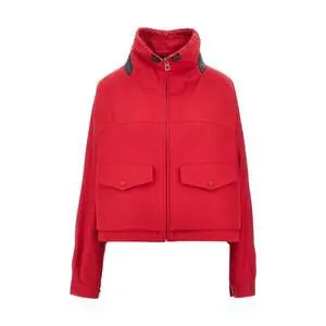 Loewe Cotton And Silk Jacket With Leather Details - Red