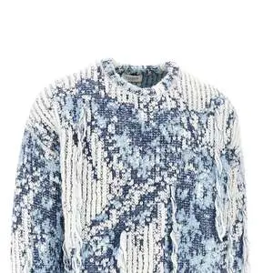 LANEUS Alpaca Wool Blend Crewneck Sweater With All-over Trimmings