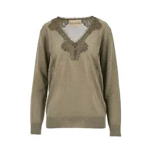 Valentino Garavani Lurex Weater With Lace