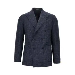 Tagliatore Tweed Double-breasted Jacket - Blue