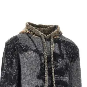 LANEUS Mohair-blend Sweatshirt With Jacquard Motif