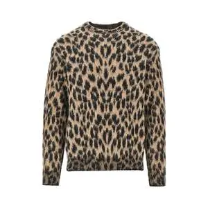LANEUS Knitted Sweater With Spotted Motif - Brown
