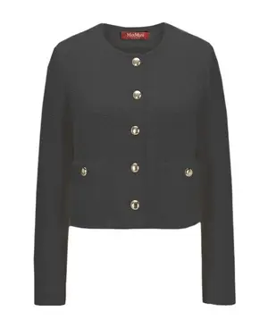 Max Mara Gavino Round Neck Short Casual Jacket - Black