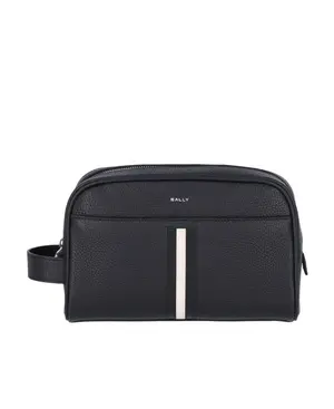 Bally Logo Plaque Toiletry Bag - Black