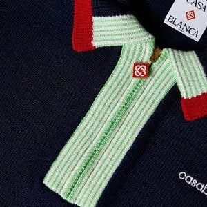 Casablanca Logo Half-zip Knit Polo Shirt
