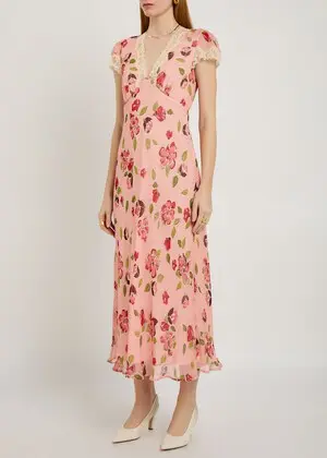 Rixo Clarice Floral-print Georgette Midi Dress