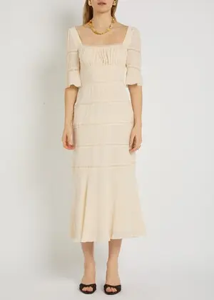 REFORMATION Laverna Lace-trim Chiffon Midi Dress