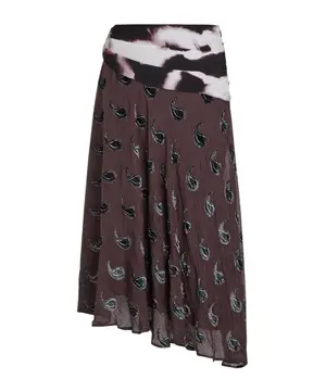 Tory Burch Paisley-devoré Asymmetric Silk-blend Midi Skirt - Black