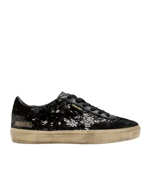 GOLDEN GOOSE Soul Star Sequin-embellished Leather Sneakers - Black