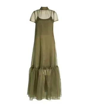 Staud Calluna Tiered Organza Gown - Green