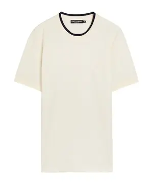 Dolce & Gabbana Logo-embroidered Piqué Cotton T-shirt - White
