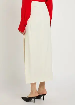 Victoria Beckham Split Twill Midi Skirt