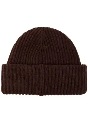 GANNI Logo-appliquéd Ribbed Wool-blend Beanie