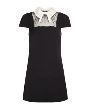 SELF-PORTRAIT Faux Pearl-embellished Crepe Mini Dress - Black