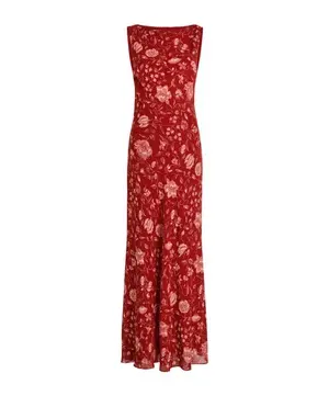 REFORMATION Prescott Floral-print Chiffon Maxi Dress - Red