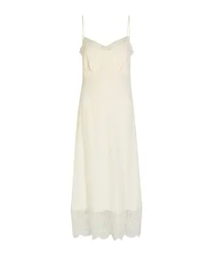 Simone Rocha Lace-trimmed Crepe-de-chine Midi Dress - White
