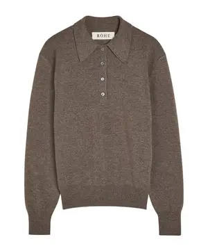 RÓHE Compact Wool And Cashmere-blend Polo Top - Brown