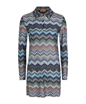 Missoni Zigzag-intarsia Fine-knit Mini Dress - Gray