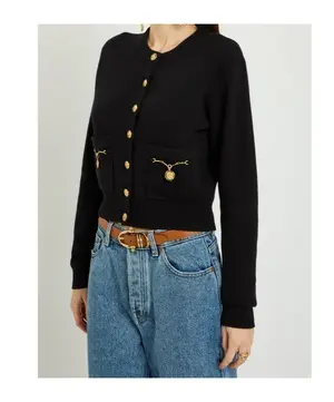 Chloé Embellished-pocket Wool And Cashmere-blend Cardigan