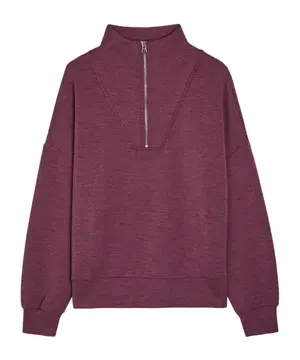 Varley Hawley Half-zip Stretch-jersey Sweatshirt Red