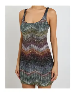 Missoni Sequin-embellished Zigzag Metallic-knit Mini Dress