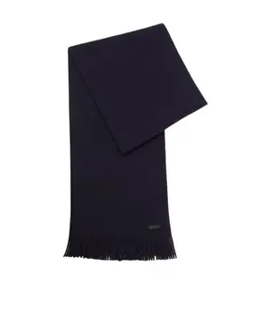 Hugo Boss Logo Patch Raschel Knitted Scarf - Black