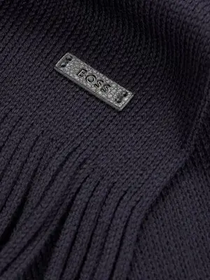 Hugo Boss Logo Patch Raschel Knitted Scarf