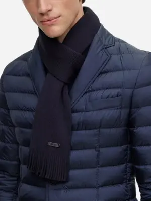 Hugo Boss Logo Patch Raschel Knitted Scarf