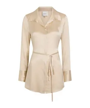 REFORMATION Camilla Waist-tie Silk Shirt - Nude
