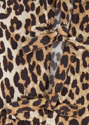 GANNI Leopard-print Cotton-poplin Mini Dress